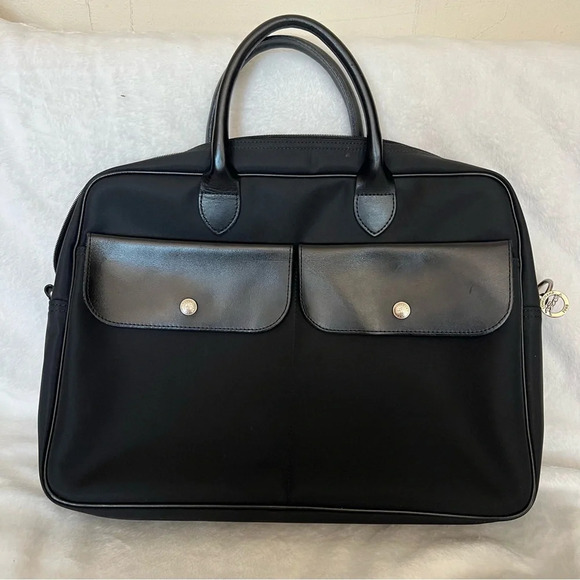 Longchamp | Bags | Longchamp Classic Two Pocket Black Leather Trim Dual ...